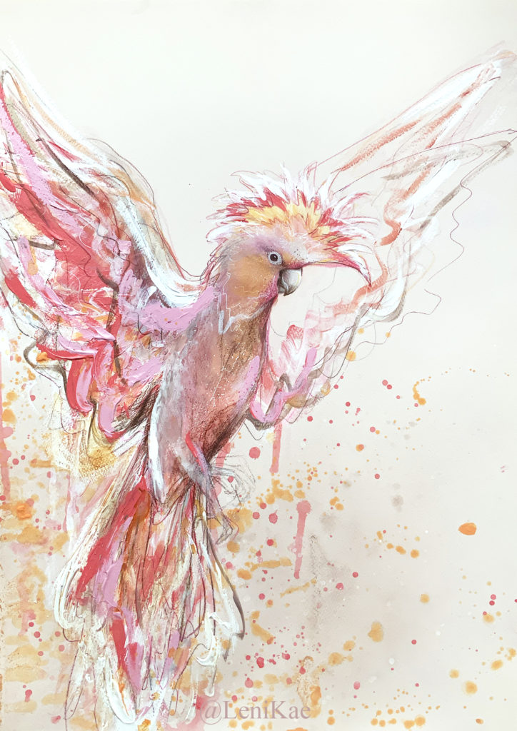 Major Mitchell, Joy in Flight, 42 x 59.4cm (Original Bird Painting on ...